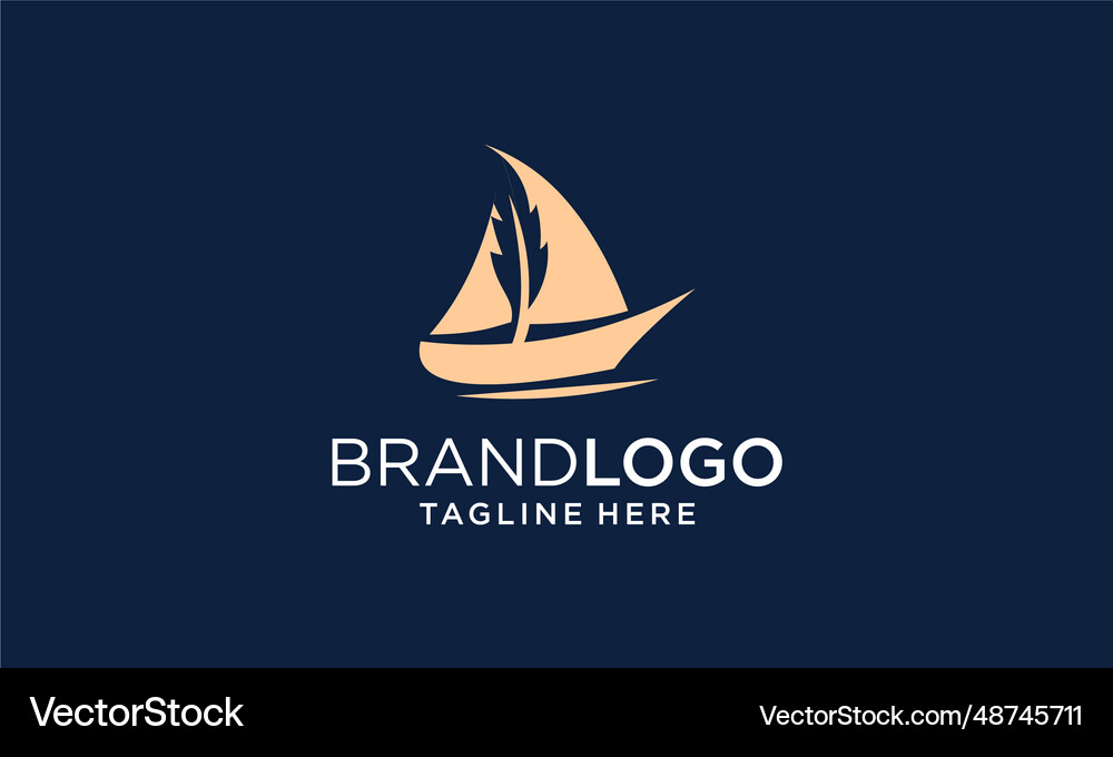 Simple modern boat yacht mainsail intersect Vector Image