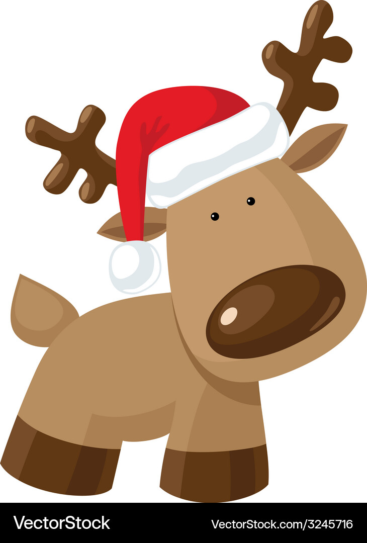 Cute Reindeer in Santa Hat Royalty Free Vector Image