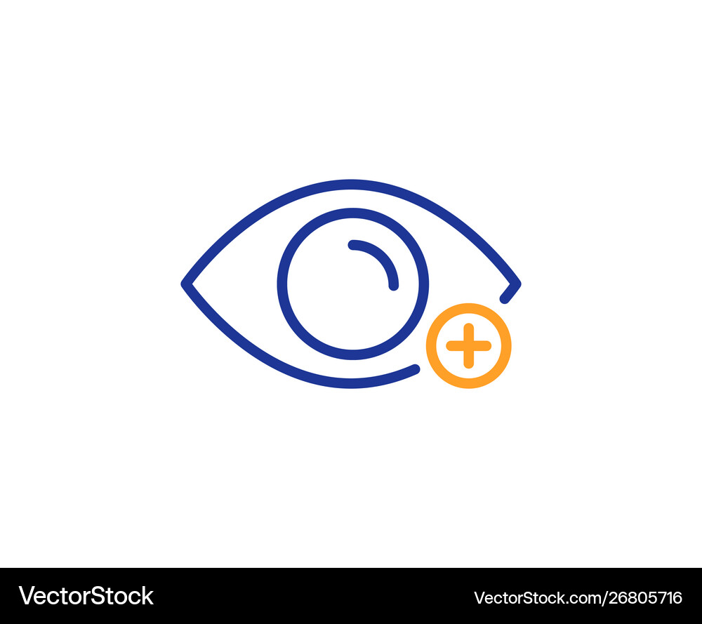 Farsightedness line icon eye diopter sign Vector Image
