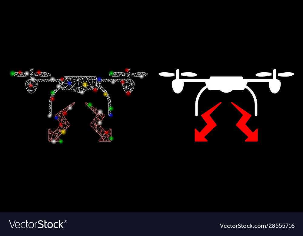 Flare mesh 2d drone strike icon with spots Vector Image Flare mesh 2d drone strike icon with spots Vector Image