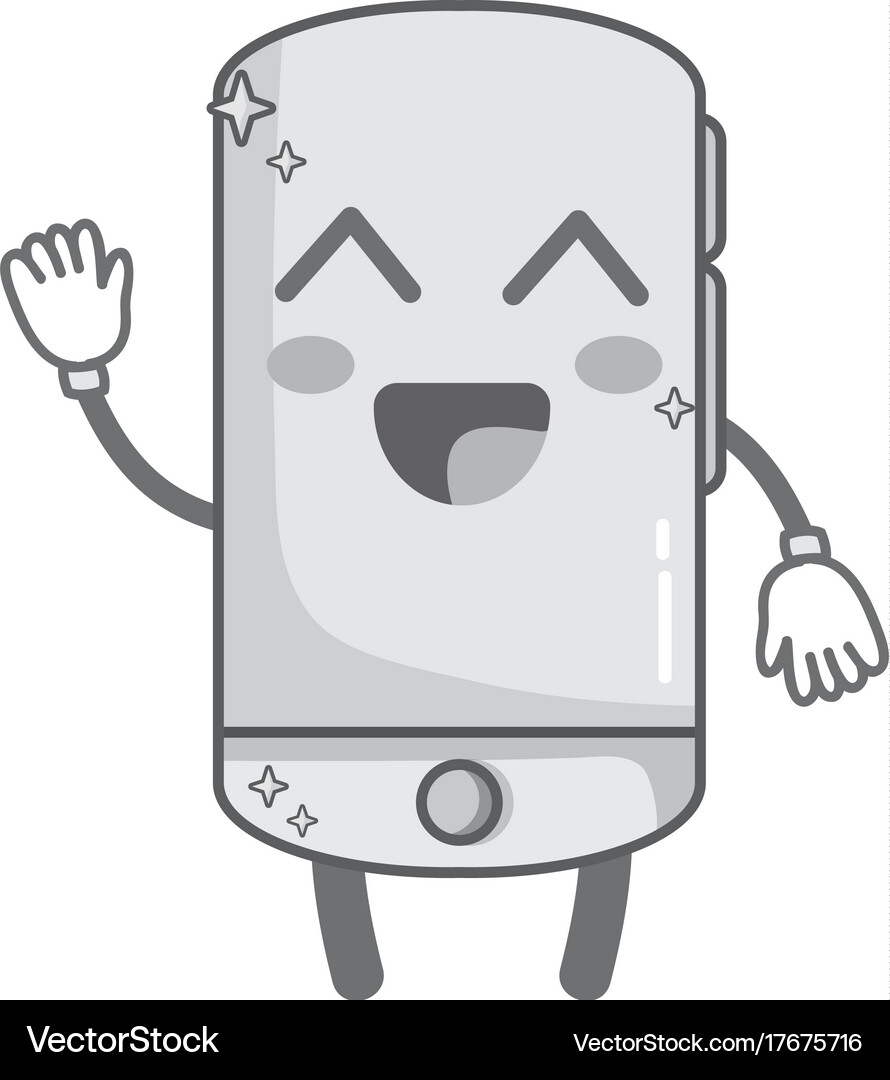 Grayscale kawaii cute happy smartphone technology Vector Image