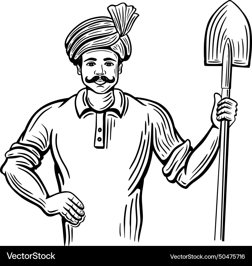 Indian farmer portrait Royalty Free Vector Image
