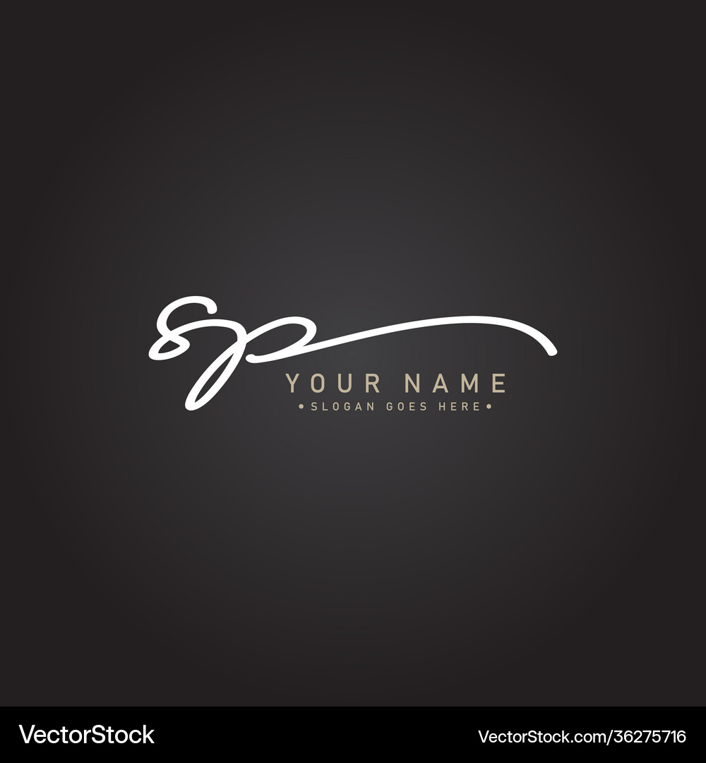 Initial letter sp logo handwritten signature Vector Image