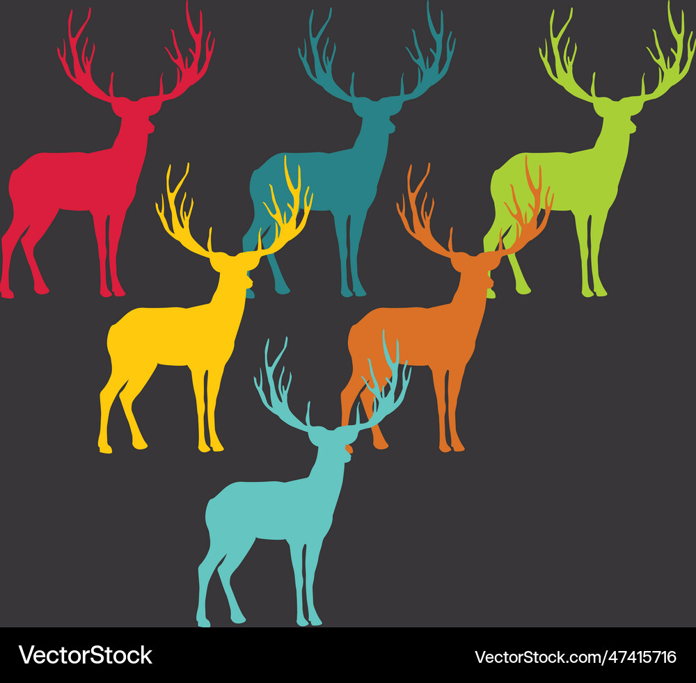 Retro colors hunting deer Royalty Free Vector Image