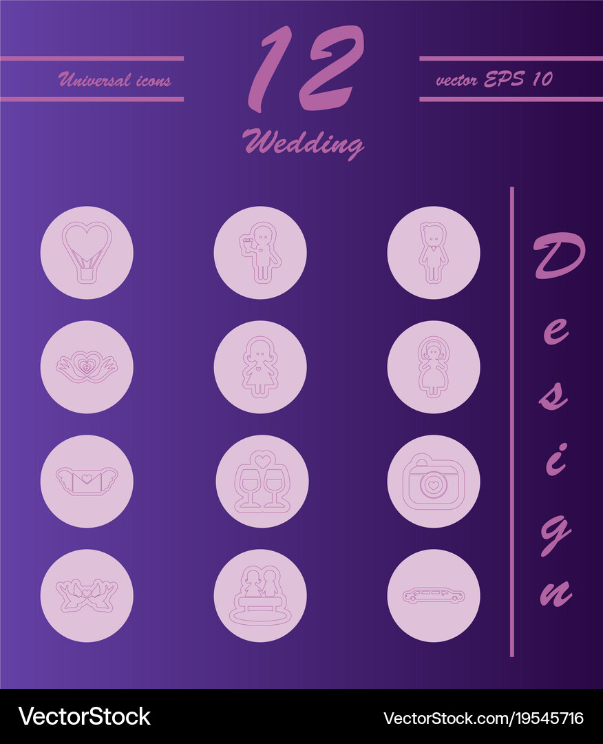 Set wedding icons in modern thin line style Vector Image