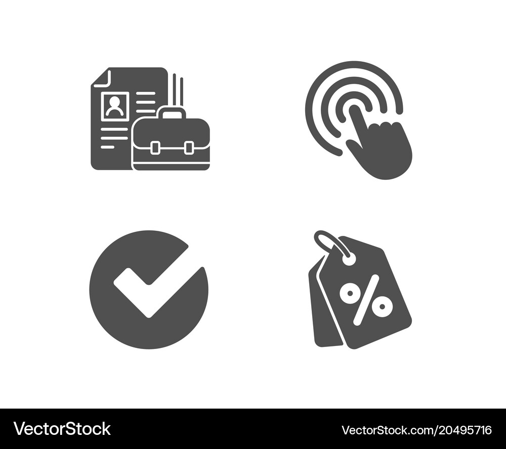 Vacancy click and verify icons discount tags Vector Image