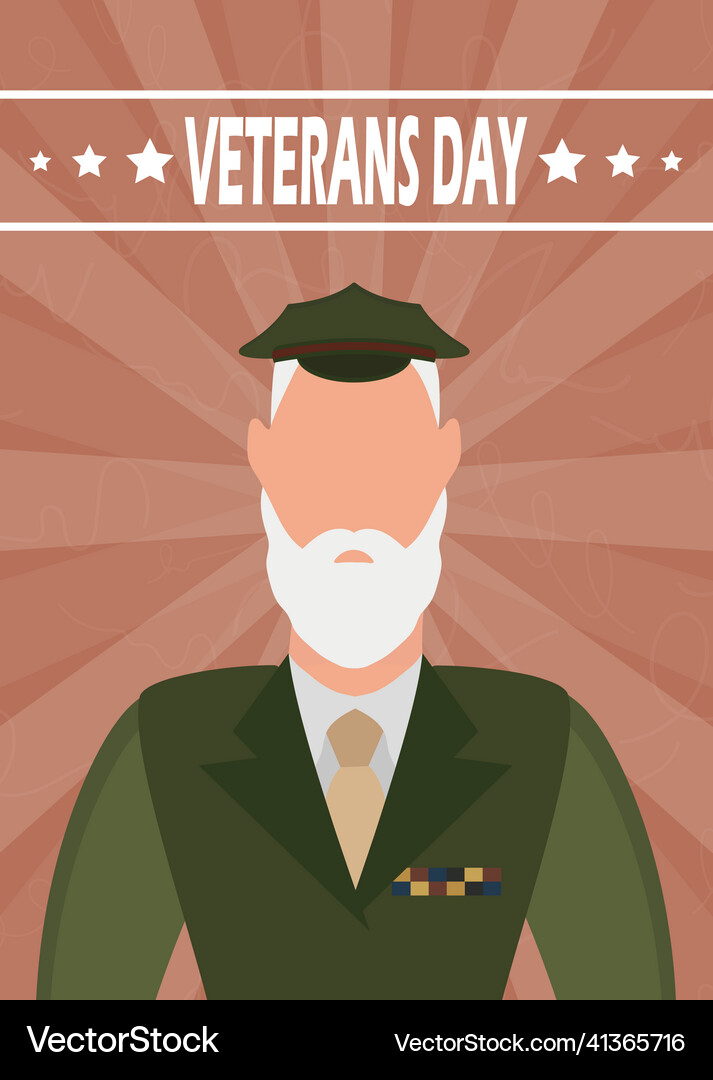 Veterans day banner an elderly veteran Royalty Free Vector