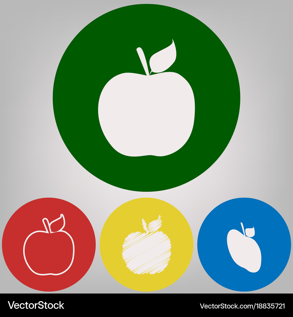 Apple sign 4 white styles Royalty Free Vector Image