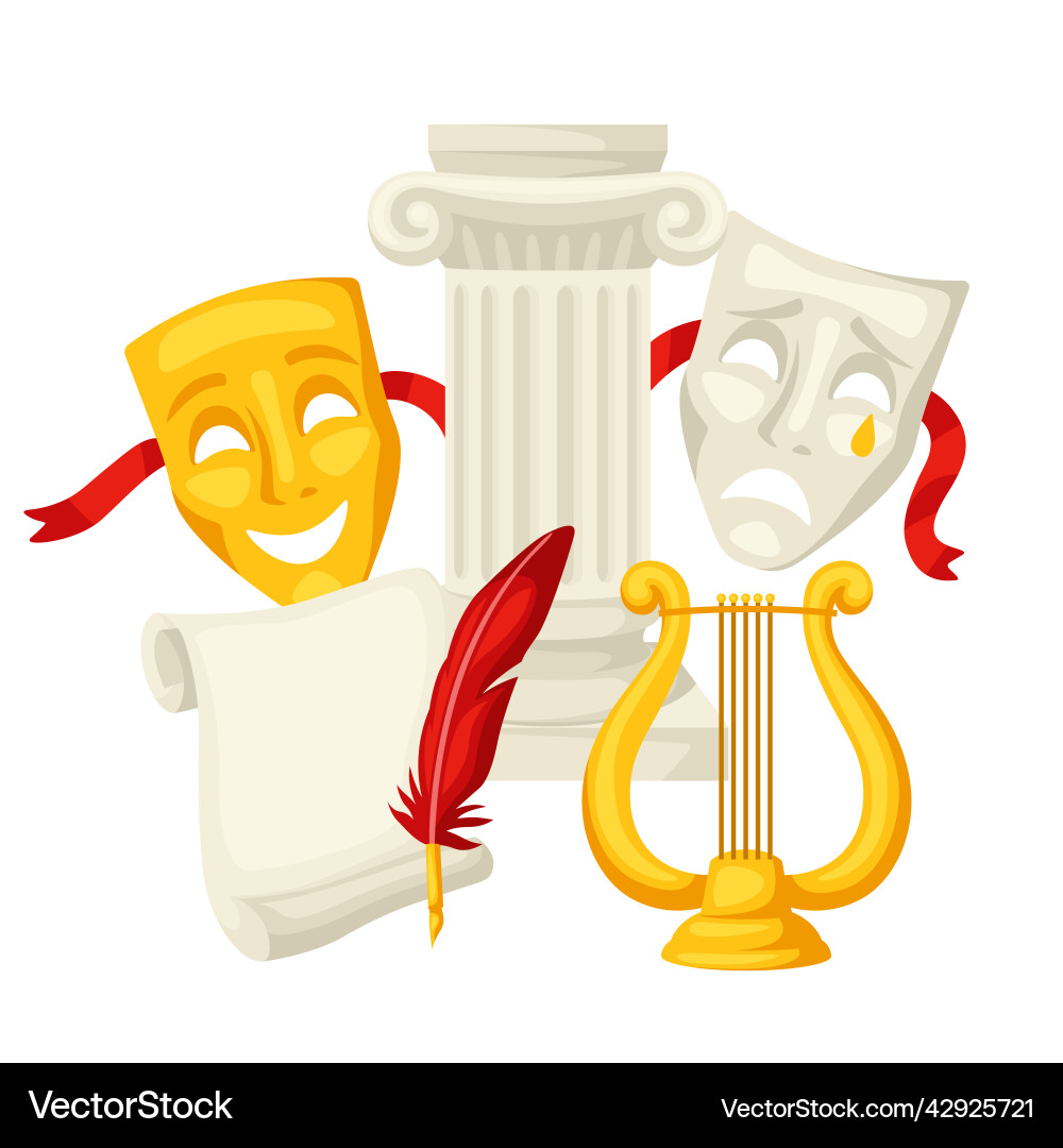 Background with traditional theatre symbols Vector Image