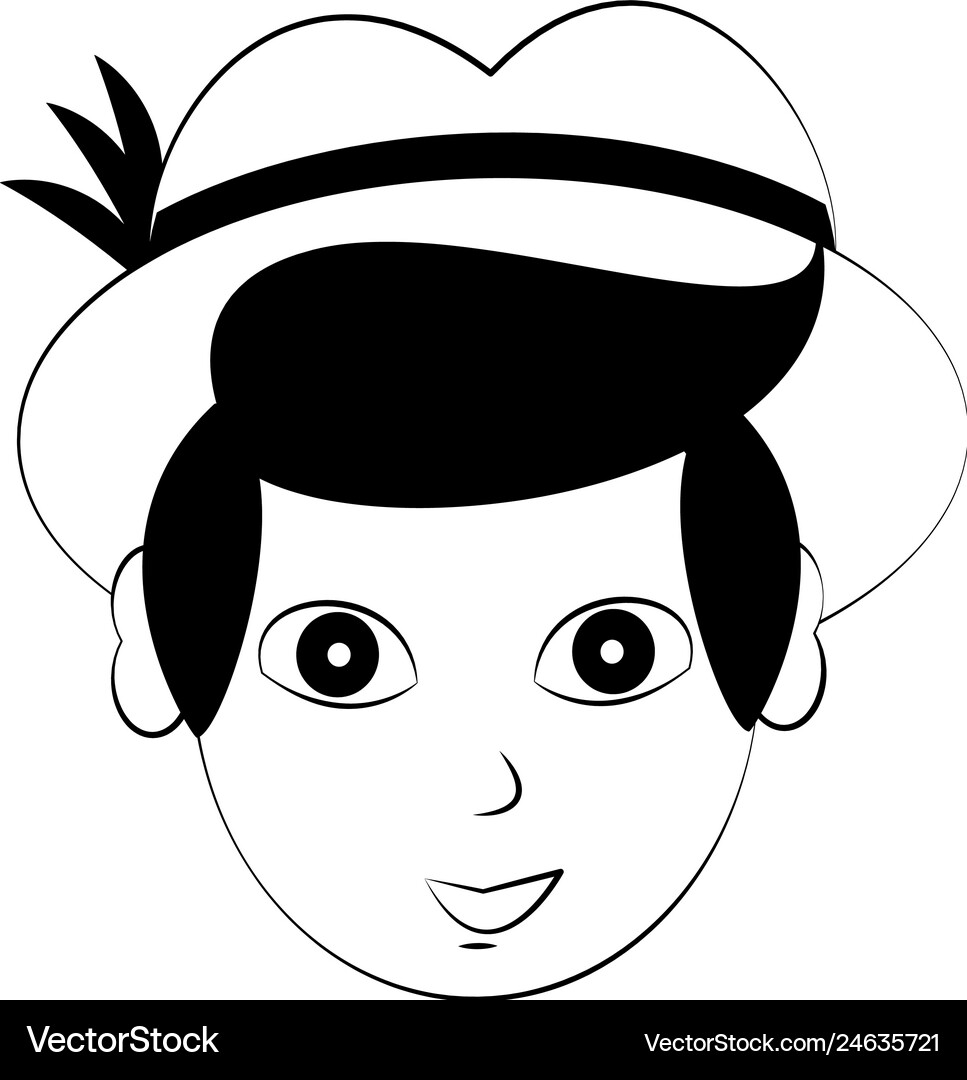 Bavarian man cartoon in black and white Royalty Free Vector