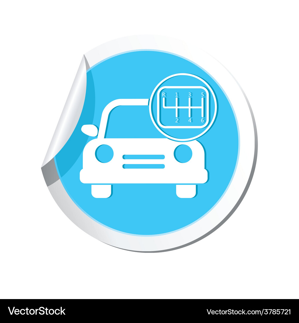 Cars transmission blue label Royalty Free Vector Image