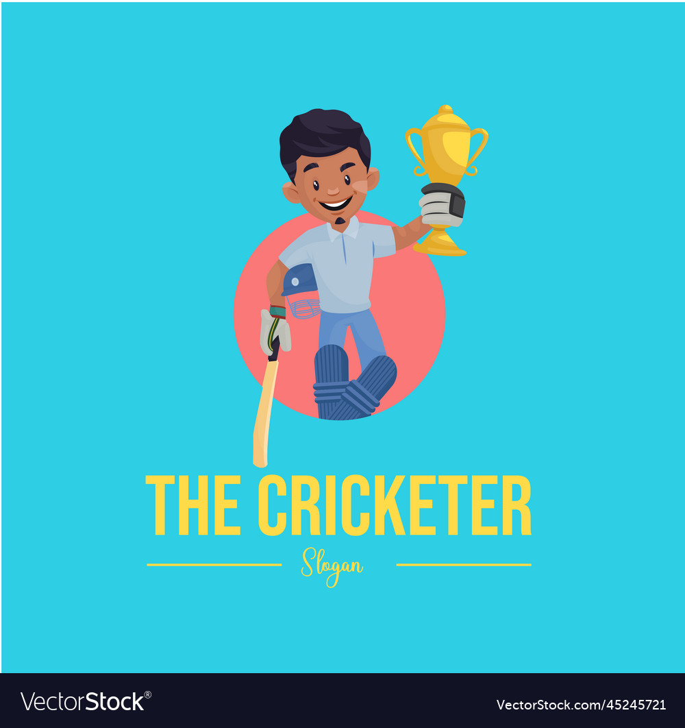 Cricketer mascot logo Royalty Free Vector Image