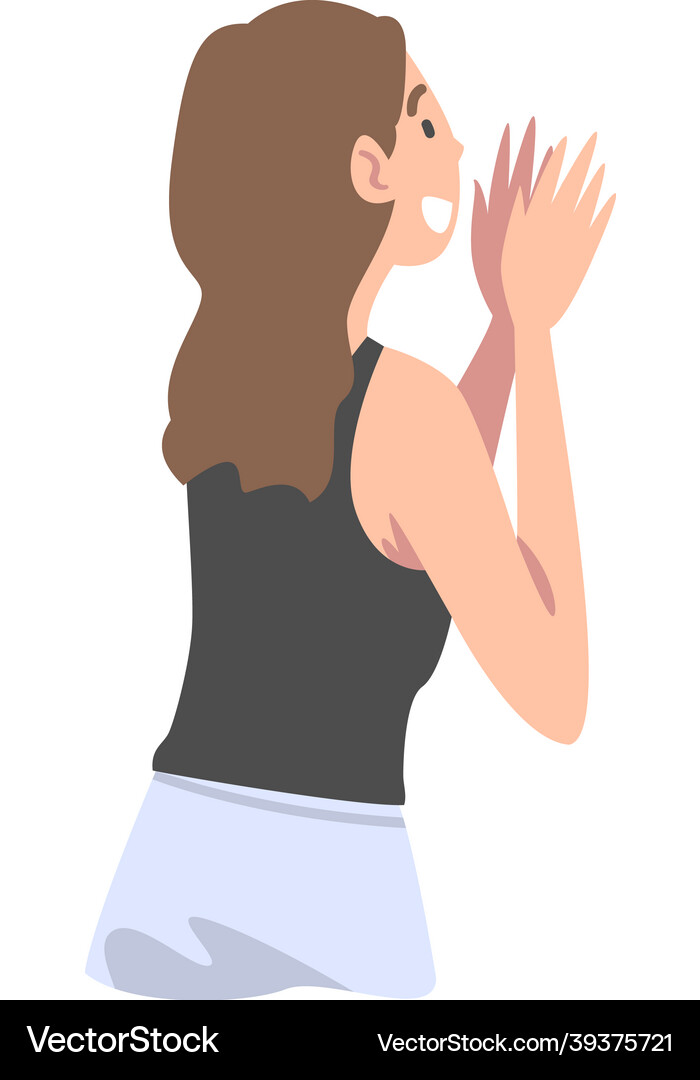 Female clapping hands as social media follower Vector Image