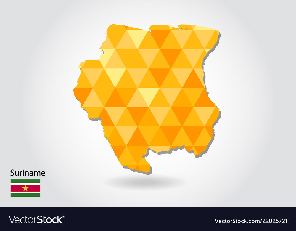 Geometric polygonal style map of suriname low Vector Image