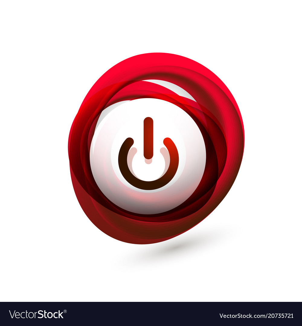 Glass transparent effect power start button Vector Image