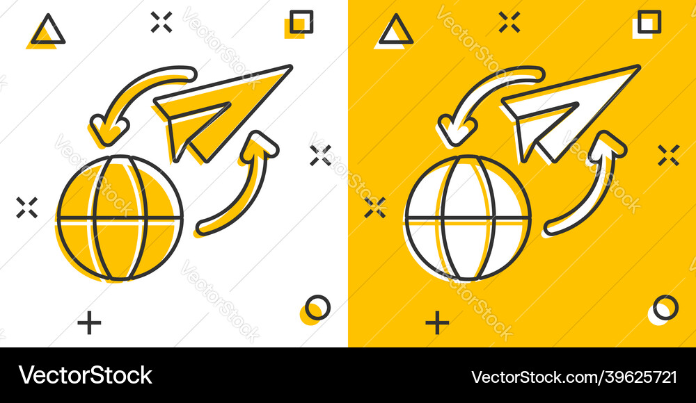 Global travel icon in comic style paper plane Vector Image
