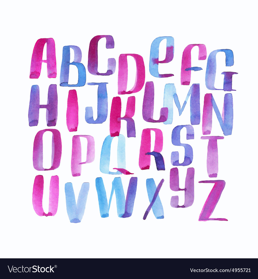 Hand drawn watercolor alphabet made Royalty Free Vector