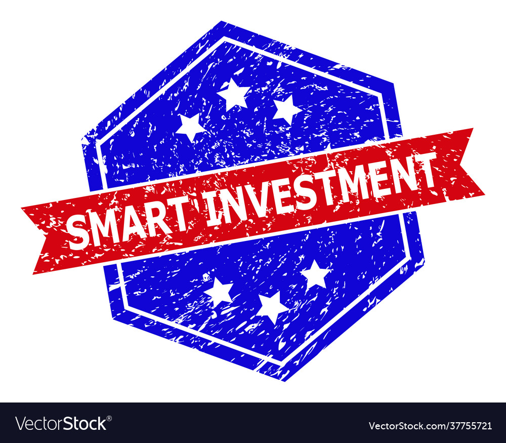 Hexagon bicolor smart investment rubber stamp Vector Image