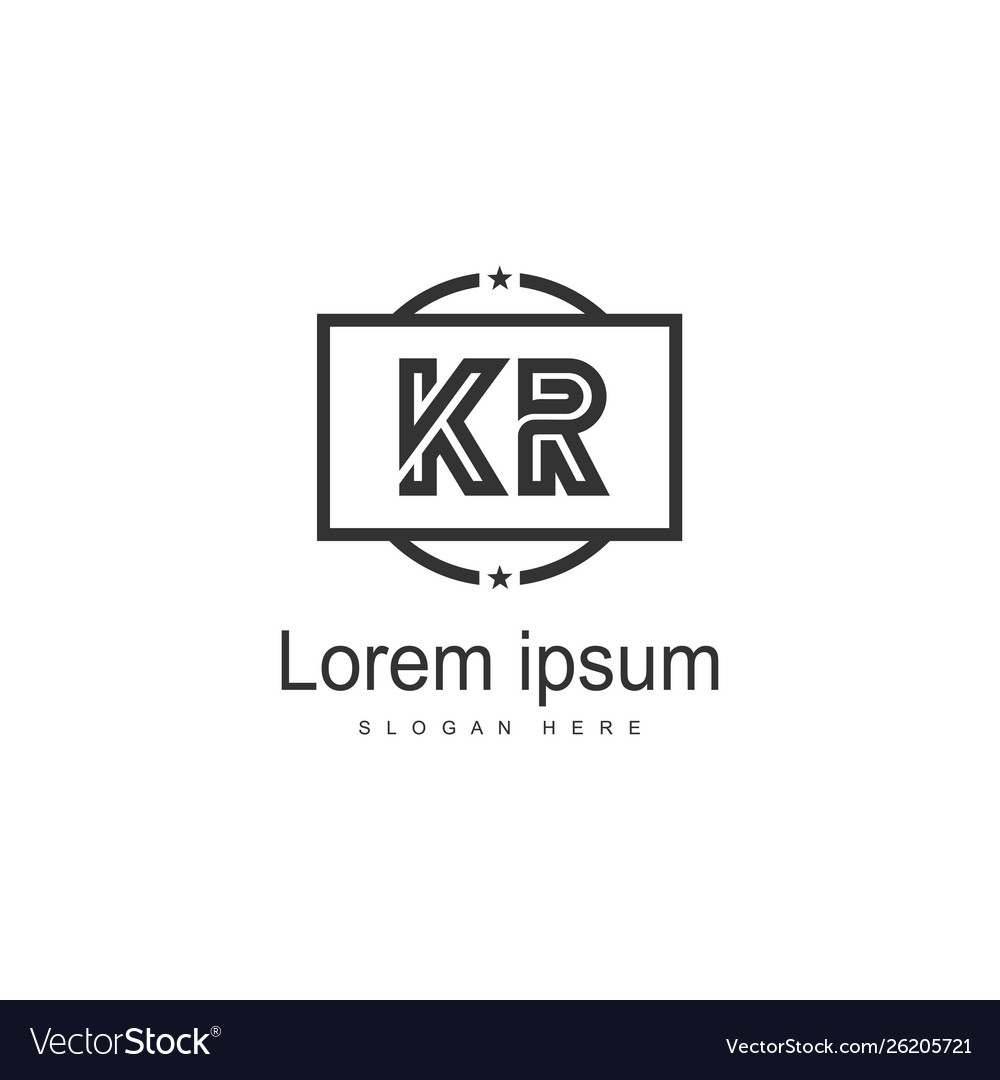 Initial kr logo template with modern frame Vector Image