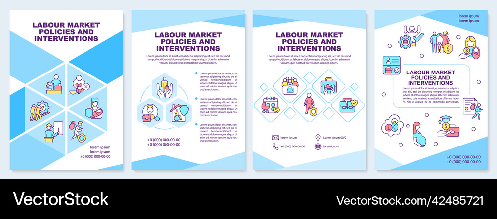 Labour market policies and interventions brochure Vector Image