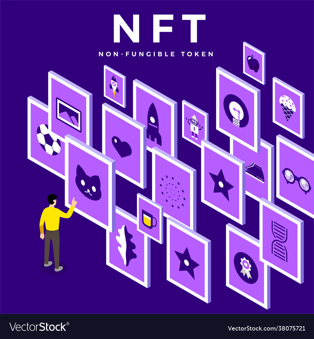Nft non-fungible token Royalty Free Vector Image
