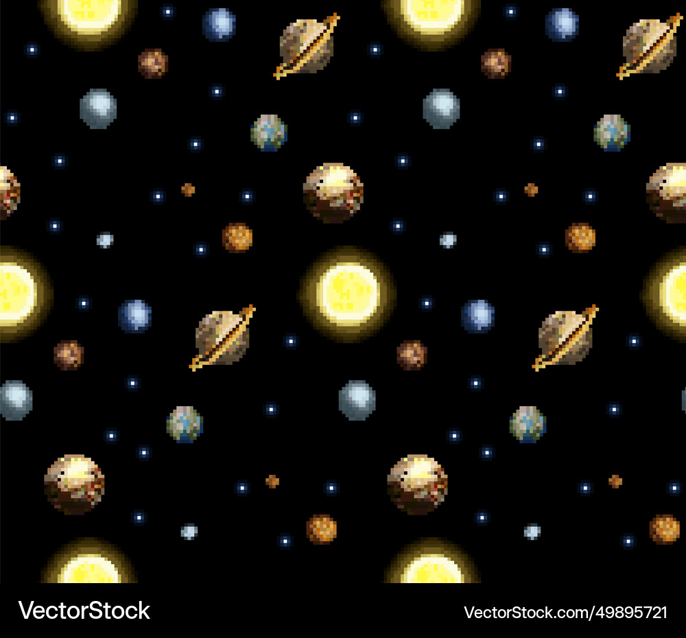 Seamless pixel background with space Royalty Free Vector