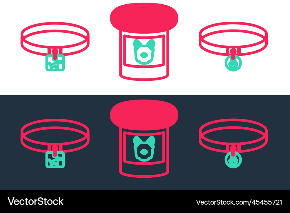 Set line collar with name tag dog collar and Vector Image