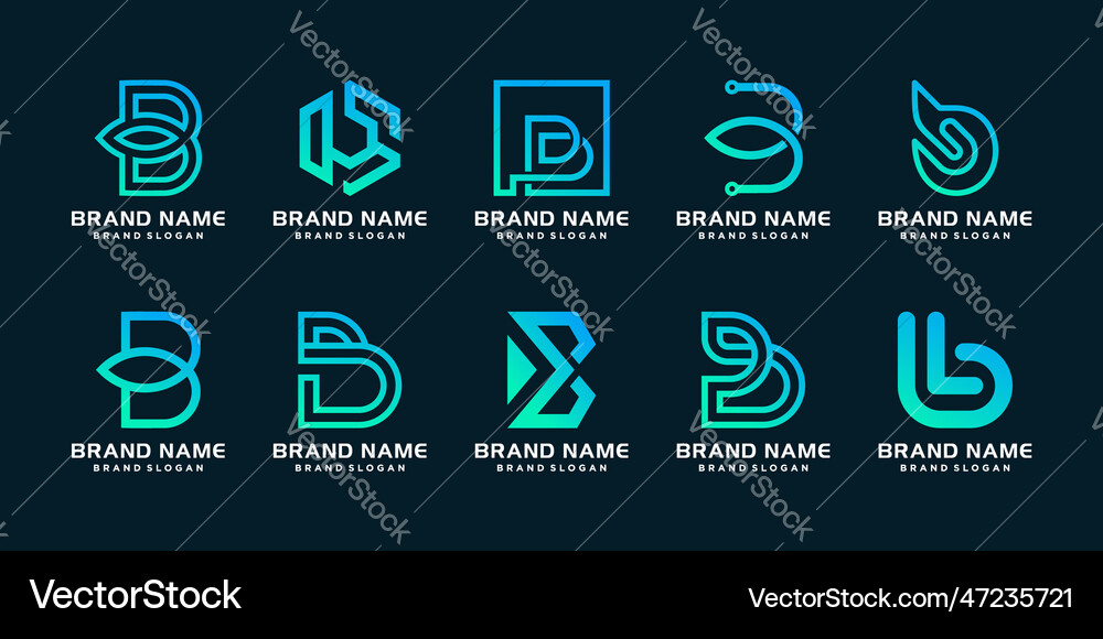 Set of b logo template with modern unique concept Vector Image