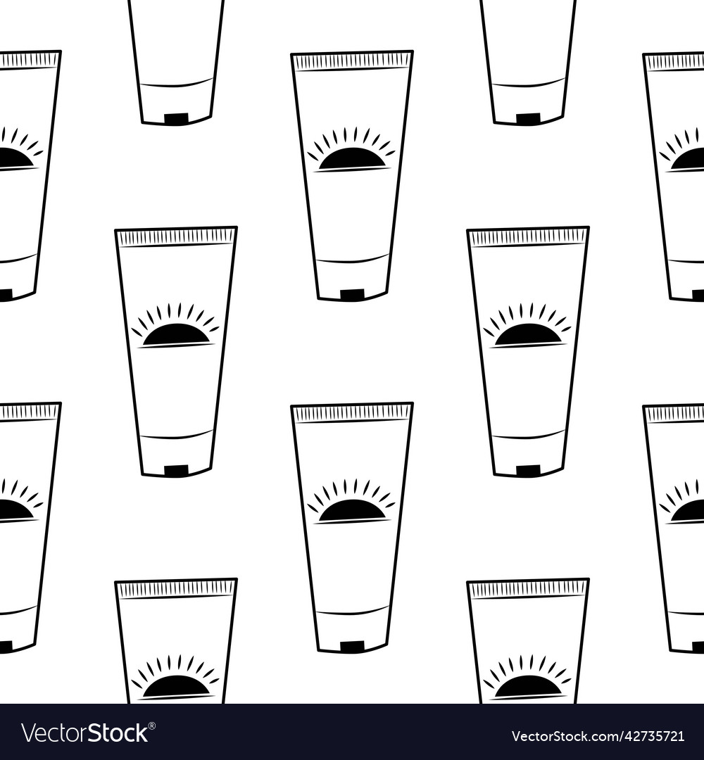 Sunscreen seamless black and white pattern flat Vector Image