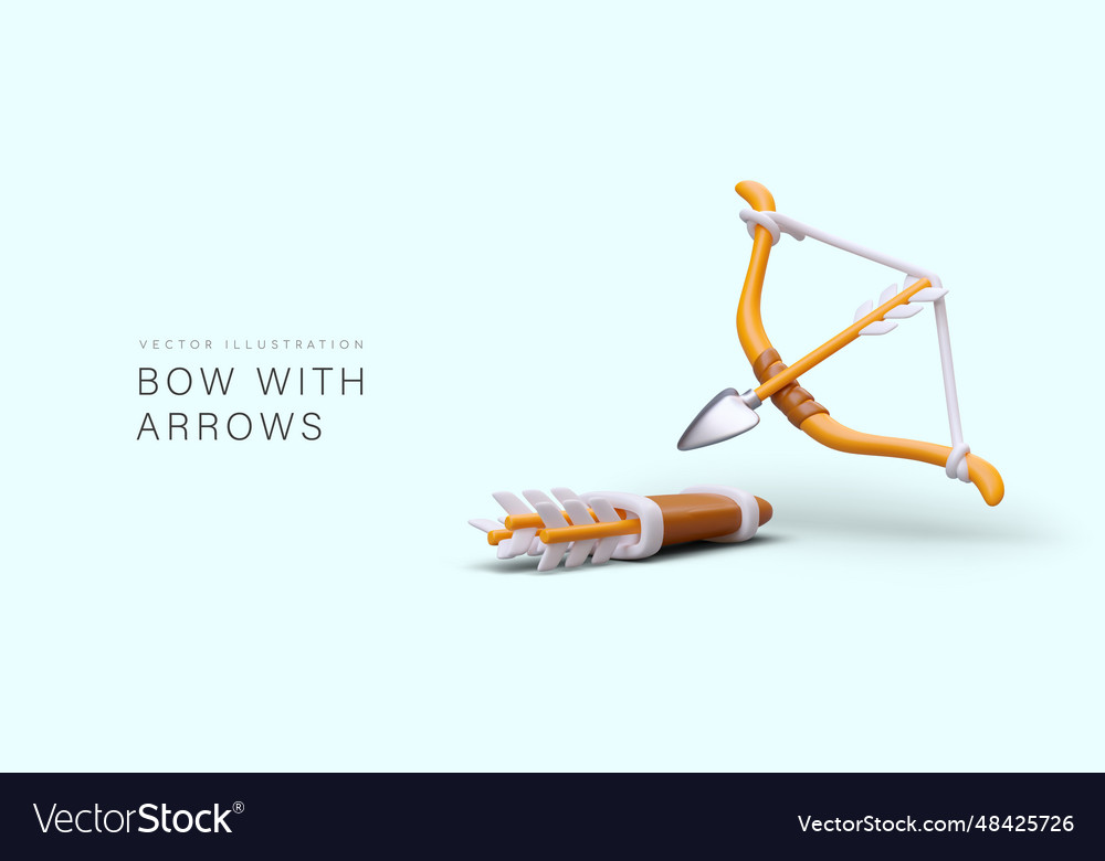 3d bow quiver arrows in cartoon style Royalty Free Vector 3d bow quiver arrows in cartoon style Royalty Free Vector