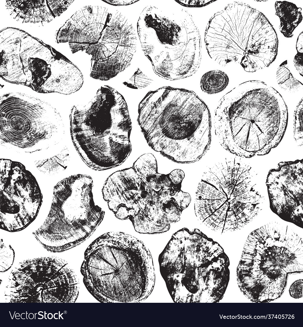 Abstract seamless pattern with saw cut tree trunks