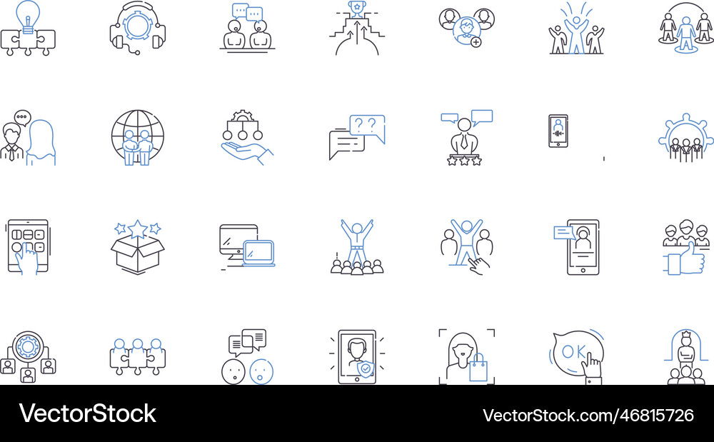 Account assistance line icons collection support Vector Image