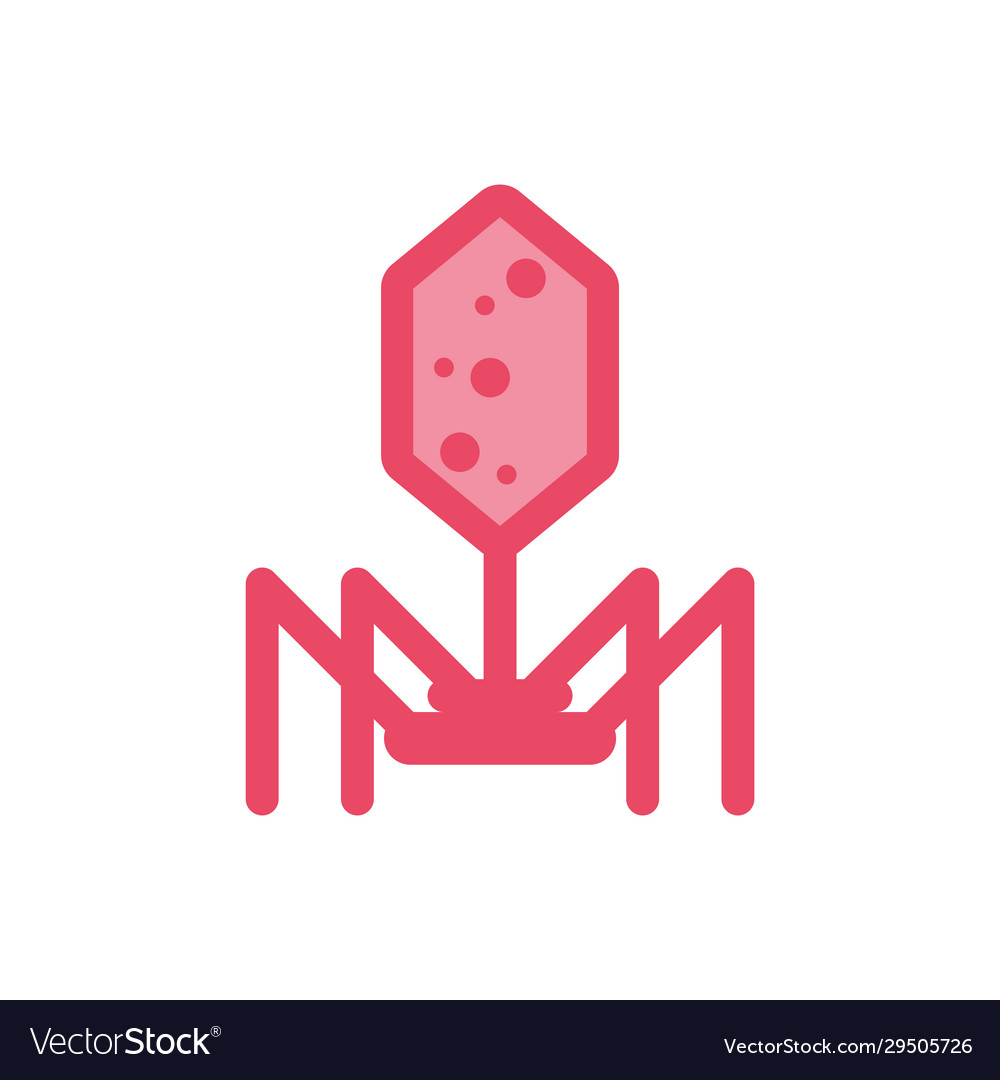 Bacteriophage flat style icon Royalty Free Vector Image