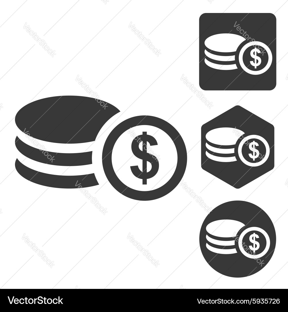 Dollar rouleau icon set monochrome Royalty Free Vector Image