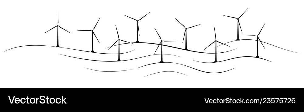 Field with many wind generator ecology and Vector Image