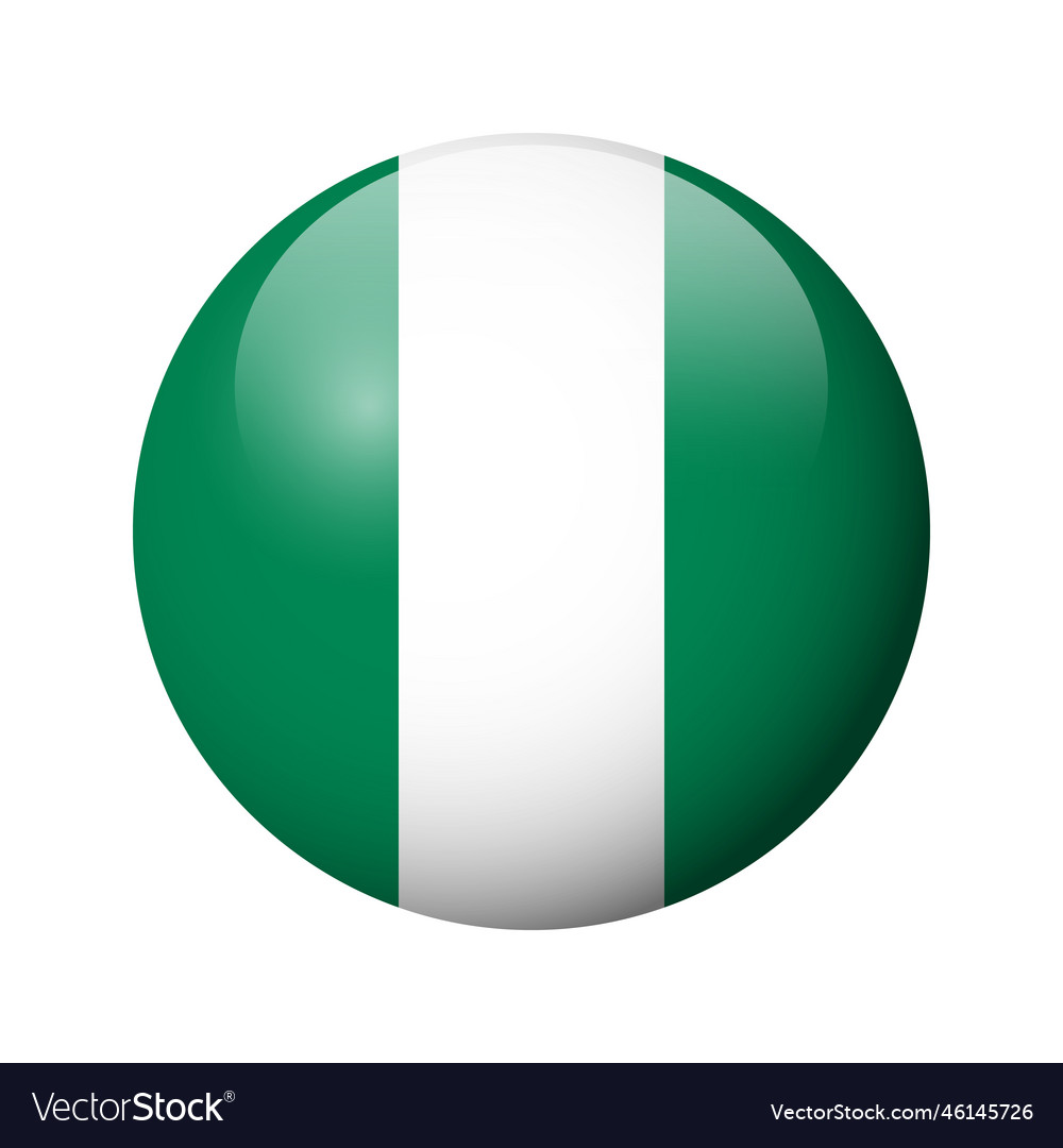 Glossy circle badge flag of nigeria Royalty Free Vector Glossy circle badge flag of nigeria Royalty Free Vector