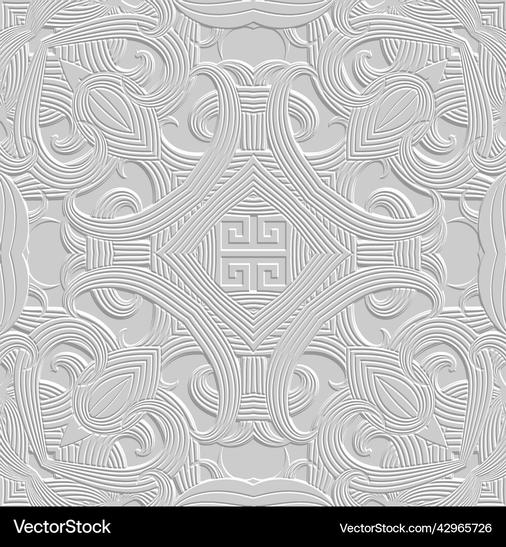 Line art greek style floral 3d seamless pattern Vector Image