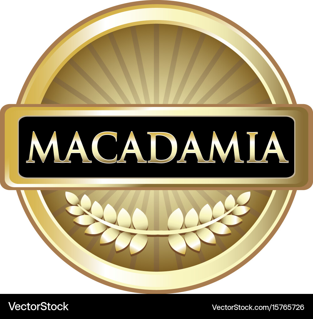 Macadamia gold label Royalty Free Vector Image