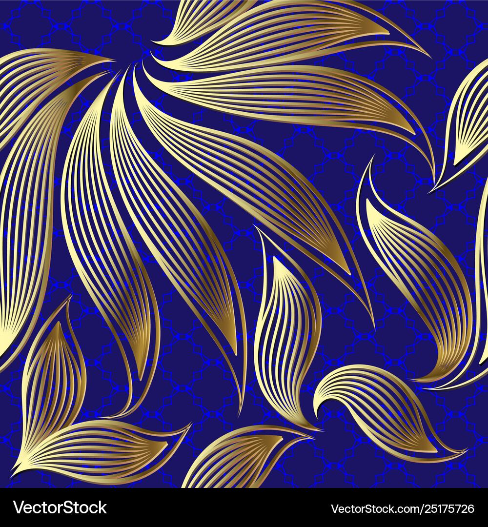 Ornate gold vintage 3d seamless pattern Royalty Free Vector