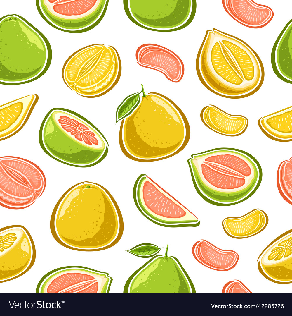 Pomelo seamless pattern Royalty Free Vector Image