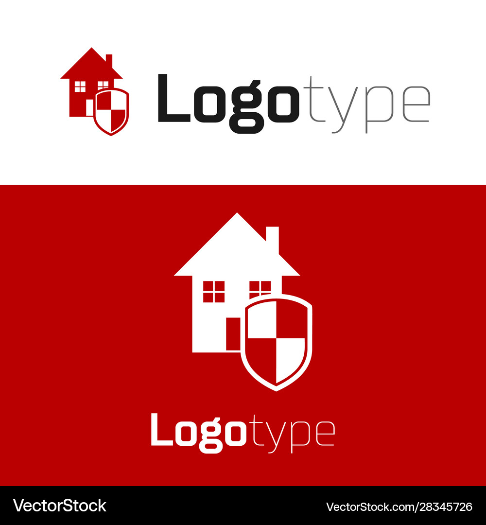 Red house under protection icon isolated on white Vector Image