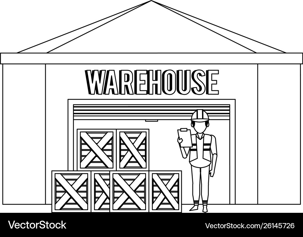 Warehouse worker logistics job concept in black Vector Image