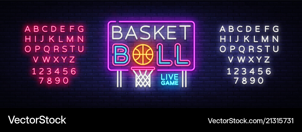 Basketball neon sign design Royalty Free Vector Image