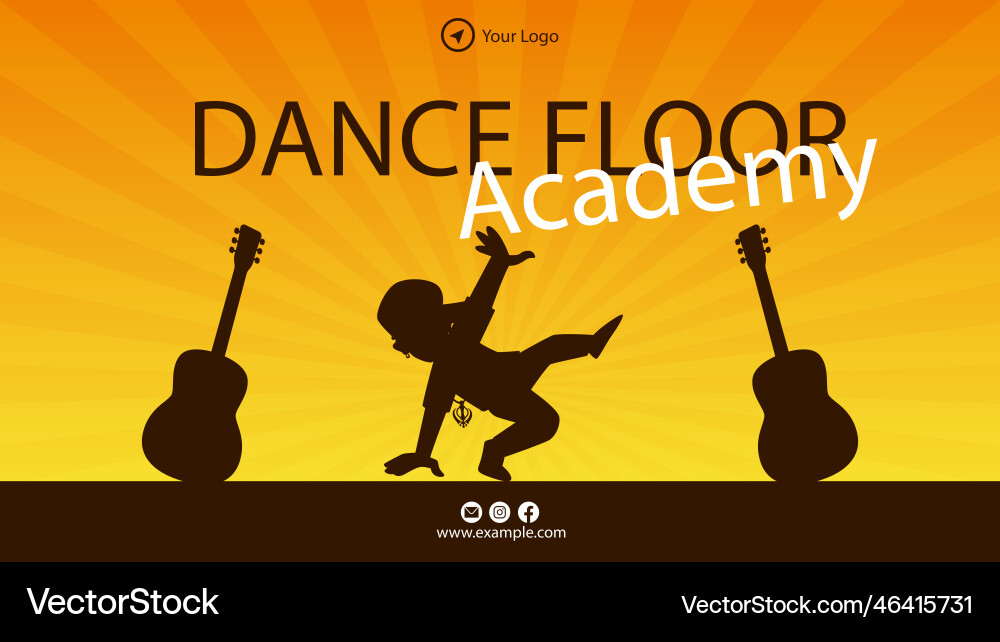 Dance floor academy landscape banner template Vector Image