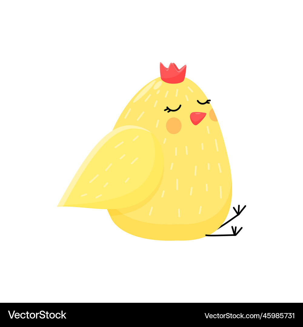Funny chic adorable yellow bird with crown Vector Image