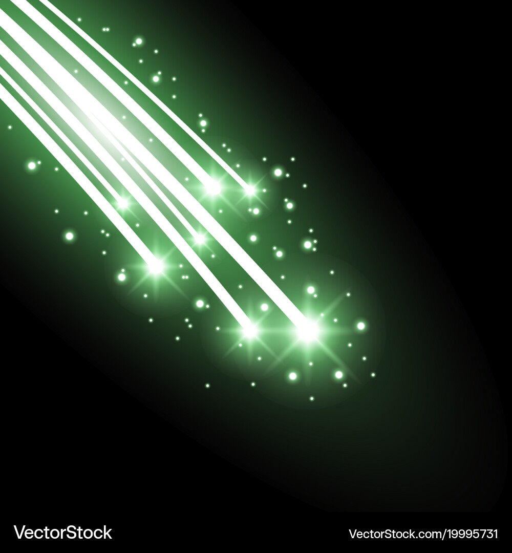 Glittering falling stars green color Royalty Free Vector