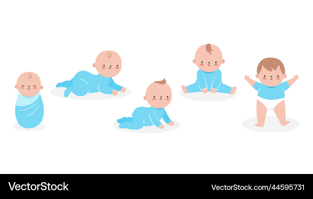 Hand drawn stages baby boy Royalty Free Vector Image