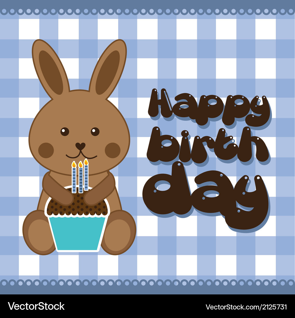 Happy birthday card with cute rabbit Royalty Free Vector