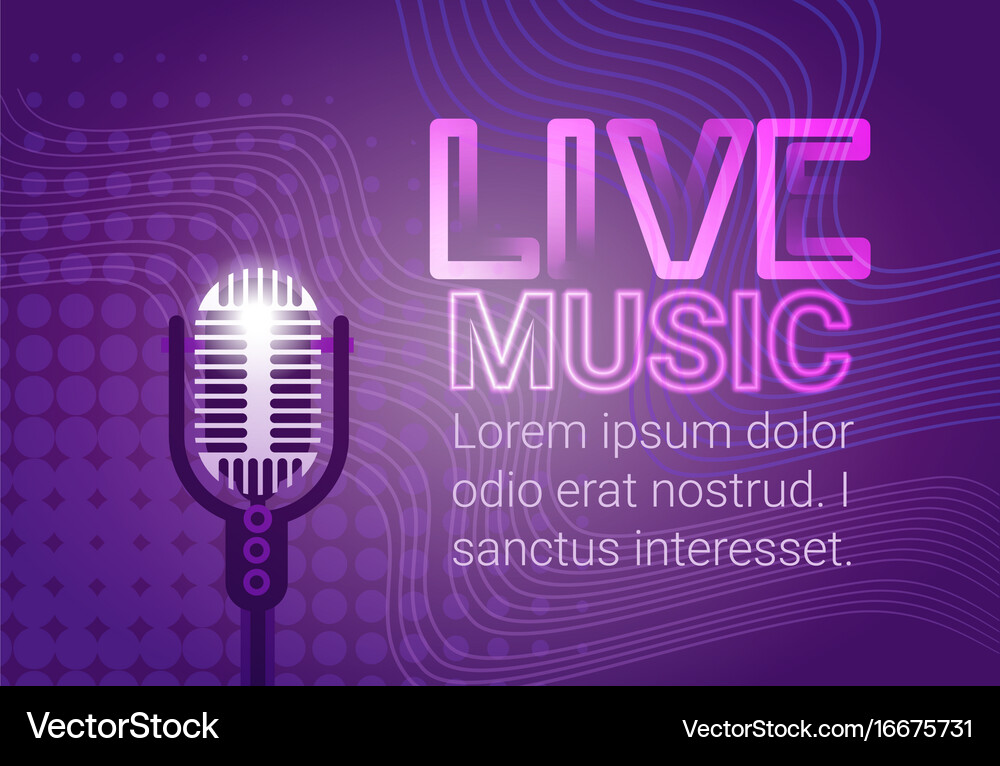 Live music microphone banner colorful pop art Vector Image