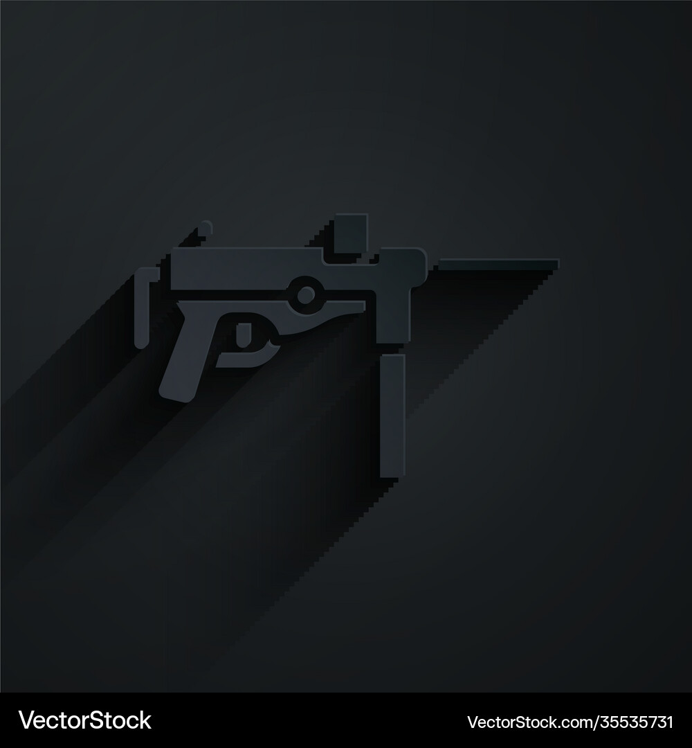 Paper cut submachine gun m3 grease gun icon Vector Image